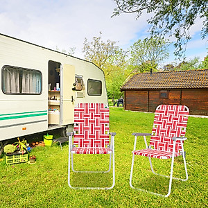 Patio Camping Lawn Chairs Folding Set of 2,Outdoor Webbed Beach Chair for Adults,Heavy Duty Lounge Yard Chairs