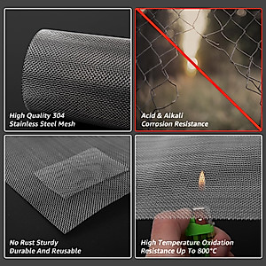 AMZDEPOT 6 Pack 12x8 Inch Stainless Steel Wire Mesh Screen for DIY Projects, Vent, Cage, Garden, Window, Filter - Never Rust