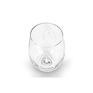 Toynk Star Trek Stemless Wine Glass Decorative Etched Command Emblem | Holds 20 Ounces