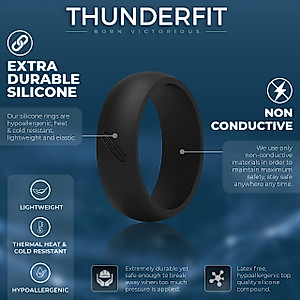 ThunderFit Silicone Wedding Ring for Men, Rubber Wedding Band 8.7mm Wide 2.5mm Thick