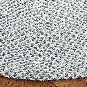 SAFAVIEH Braided Collection 5' Round Silver / Ivory BRD801G Handmade Country Cottage Reversible Area Rug
