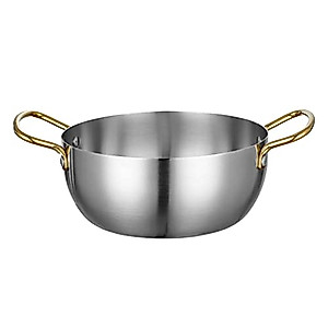 YARDWE Noodle Pot Korean Ramen Pot: Cooking Pasta Pot Kitchen Soup Stovetop Pot Stainless Steel Noodle Pan Cooker Seafood Pot with Handle 24. 5X16X7. 3CM
