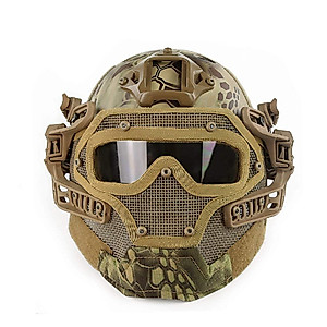 PJ Fast Tactical Helmet Airsoft Paintball Protective Helmet Full Face Mask Goggles Outdoor Sports Hunting CS Game