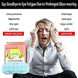 Steam Eye Mask for Dry Eyes Heated Eye Mask for Sleeping Eye Mask for Dark Circles and Puffiness Elimination Brighter Eyes & Less Lines Dry Eye Mask for Trouble Sleeper (Blue Unscented 12 PCs)