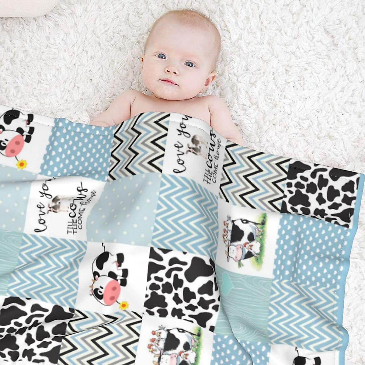 Baby Blanket for Boys Girls Milk Cow Baby Blanket Warm Soft Cozy Nursery Blankets All Season Air Conditioning Throw Blanket Stroller Crib Receiving Blanket 30x40 Inch