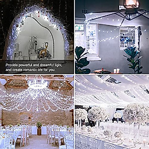 Hopolon 100LED White Christmas String Lights, 33ft Extendable Christmas Lights Outdoor Waterproof, 8 Modes LED White String Lights Indoor for Tree Wedding Party Garden Patio Decoration