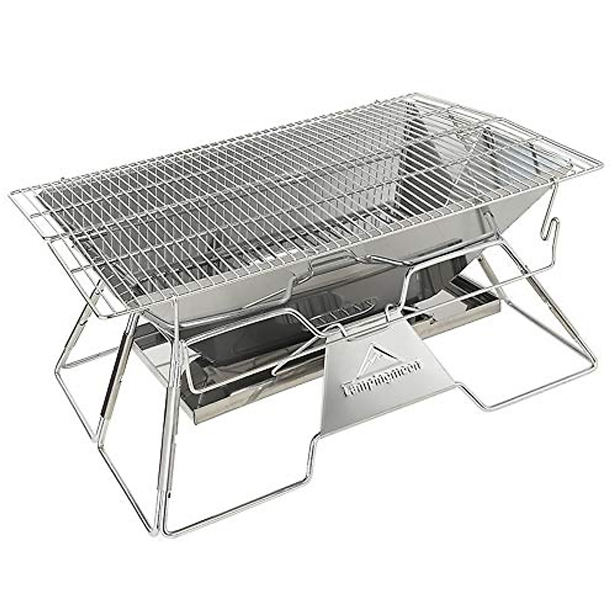 Campingmoon Foldable BBQ Grill, Portable Charcoal Grill, Stainless Steel Wood Burning Stove, Barbecue Cooking Stove for Outdoor/Garden/Camping/Picnic/Party (MT-3)