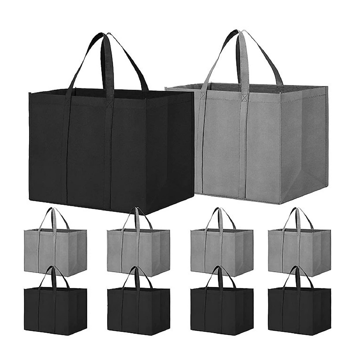 Tijide Easy to carry and store Reusable eco-friendly sundries shopping tote bag, 10 packs, 35L large eco-friendly foldable tote bag, easy to clean, durable, and protect the ecological environment.