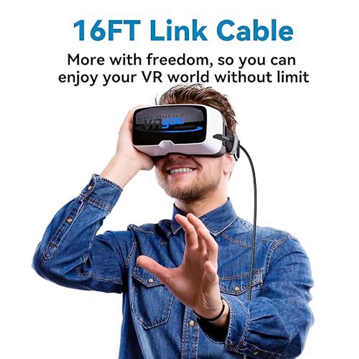 Link Cable 5M, Long USB C 3.0 Cable Compatible with Oculus/Meta Quest 1/2/3 Accessories and PC/Steam VR, High-Speed Data Transfer Charging Cord for VR Headset