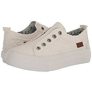 Blowfish Malibu Women's Sadie Sneaker, White Smoked 16oz Canvas, 7.5M