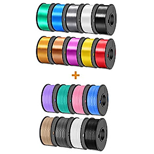 2500g 3D Printer Filament Bundle Multicolor, SUNLU Silk Filament&SUNLU PLA+ Filament, 10 Pack+8 Pack