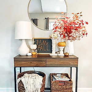 YIGHAI 6PC Fall Fake Eucalyptus Stems 24" Faux Silk Silver Dollar Leaves Branches Autumn Decor Artificial Plants Stems for Festival Thanksgiving Home Office Table Vase Decor