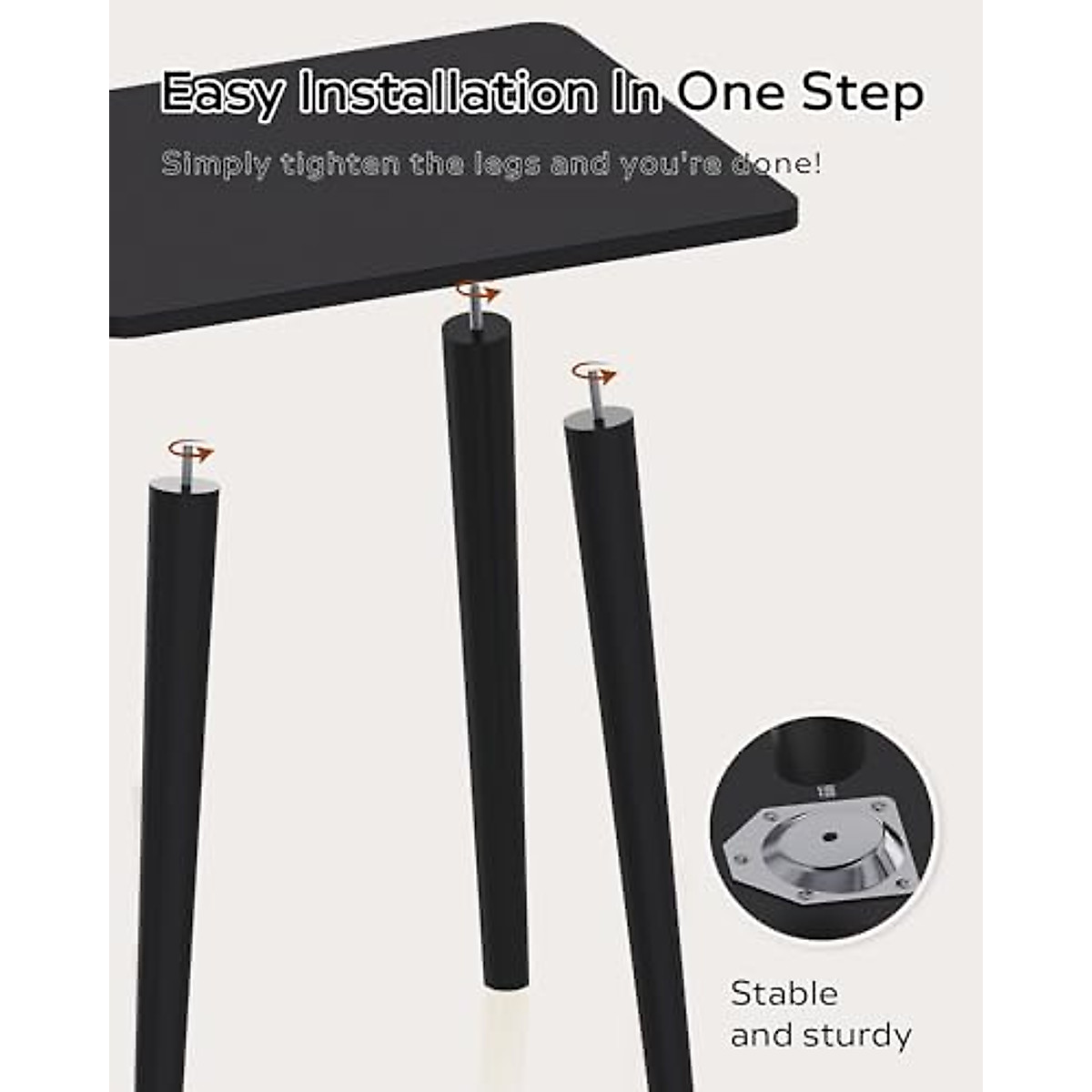 MIRROTOWEL Side Table, Small Table, Modern Home Decor Bedside Table for Living Room Bedroom Balcony Office,Easy to Assemble（Black）