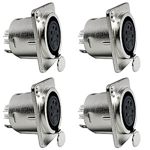 CESS 5 Pin XLR Female Socket Connector Panel/Chassis Mount (jcx) (4 Pack)