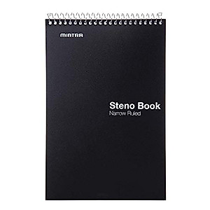 Mintra Office Steno Book - (Primary Colors, 8 Pads/Pack, Narrow Ruled) - 6inx9in, 100 Sheets per pad, POLY Cover, notebook for writing notes in school, university, college, work, office