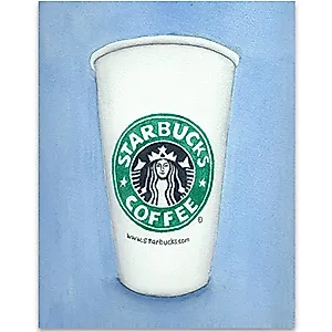 Starbucks Watercolor - Great Coffee Bar Accessories, Dining Room and Kitchen Decor, Coffee Station Display, Starbucks Decoration Gift, Gift for Coffee Lovers, 11x14 Unframed Art Print Poster