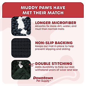 My Doggy Place Microfiber Dog Mat for Muddy Paws, 31" x 20" Charcoal with Paw Print - Absorbent and Quick-Drying Dog Paw Cleaning Mat, Washer and Dryer Safe - Non-Slip Rubber Backed Pet Mat, Medium