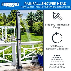 Swimline HYDROTOOLS 2 Section Niagara Rainfall Solar Shower 7 Feet | Adjustable Head & Foot Tap Spigot | 10 Gal Capacity Up to 140 Degrees | Environmentally Friendly | Outdoor Backyard Poolside Spa