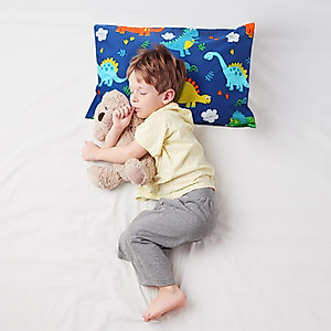 Kids Pillowcase Standard Size Pillowcase Boys Dinosaur - Cartoon Reversible Pillowcase for Children 20 X 30 Inch - Double Sided - 1 Piece Kids Bedding Pillowcase by UOMNY