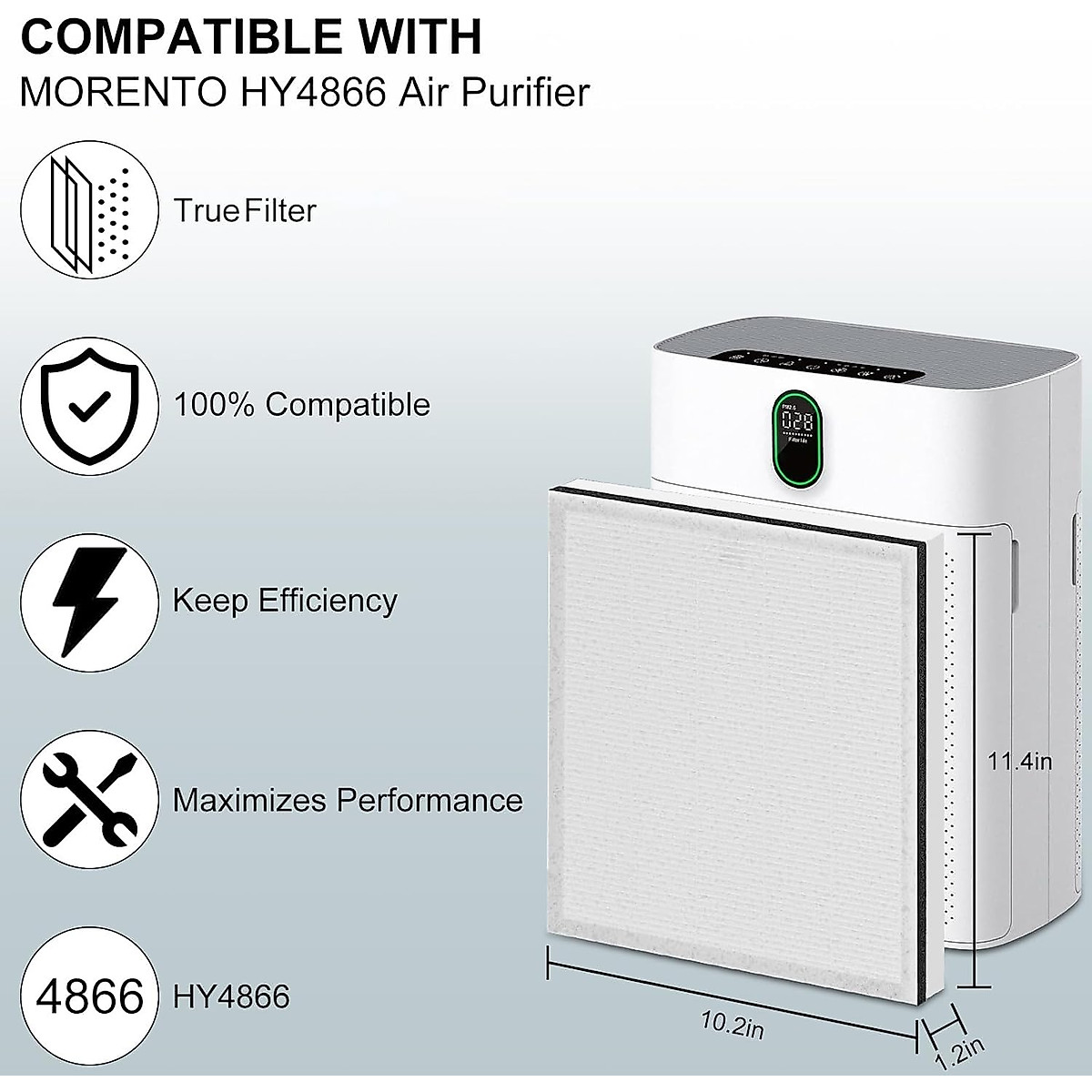 2 Pack HY4866 Air Purifier Replacement Filter for Morento Enhanced Version
