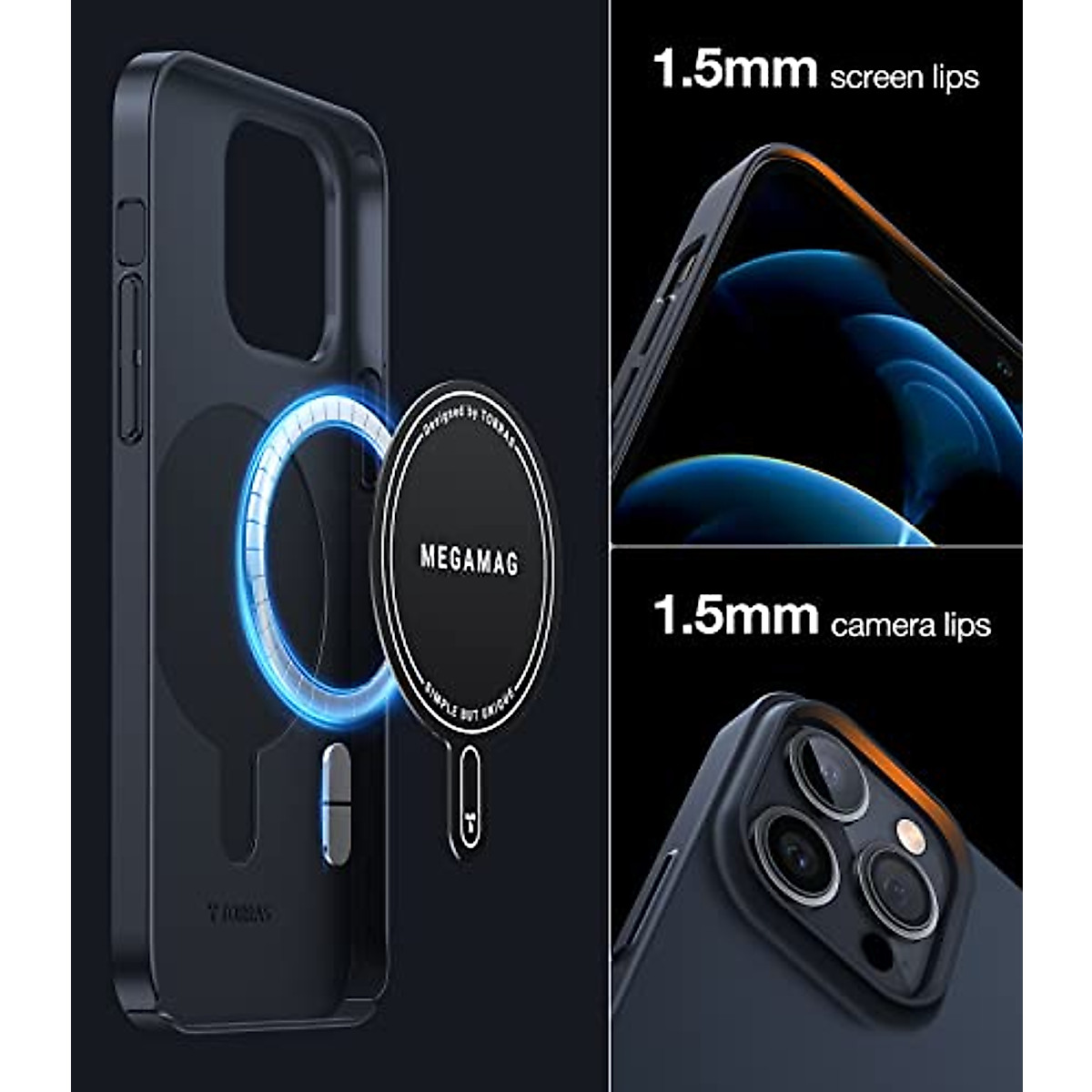 TORRAS Magnetic Slim Designed for iPhone 12 Pro Case/iPhone 12 Case Ultra Thin Durable Protection Hard Silky Matte Finish iPhone 12 MagSafe Case 6.1'', Graphite Black