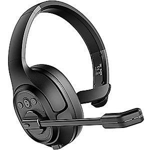 EKSA Truck Driver Bluetooth Headset with Microphone, Environmental Noise Cancelling Wireless Headphone, 99ft Long Wireless Range, Up to 30 Hours of Talk Time, Ultra-Large Soft Earmuff Trucker Headset