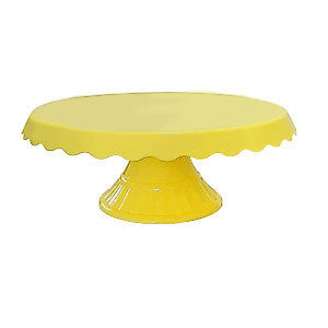 GRUPO MIRANDINHA Acrylic Round Slim Lace Cake Stand Cupcake Stand Candy Stand (Yellow)