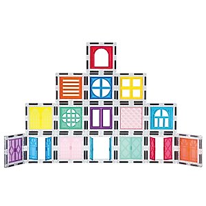 PicassoTiles Magnetic Tile Clip-in Window and Door Expansion Set, Magnetic Block Add-ons, Magnet Building Construction Toys, STEM Education Learning Stacking Block, Toddler Boys & Girls