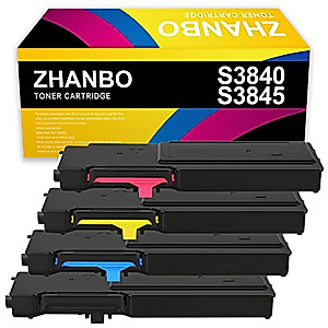 ZHANBO Remanufactured S3840 Toner Cartridge 11,000 Pages 593-BCBC 593-BCBF 593-BCBE 593-BCBD Replacement for Dell 3840 S3840 S3840CDN 3845 S3845CDN Printers