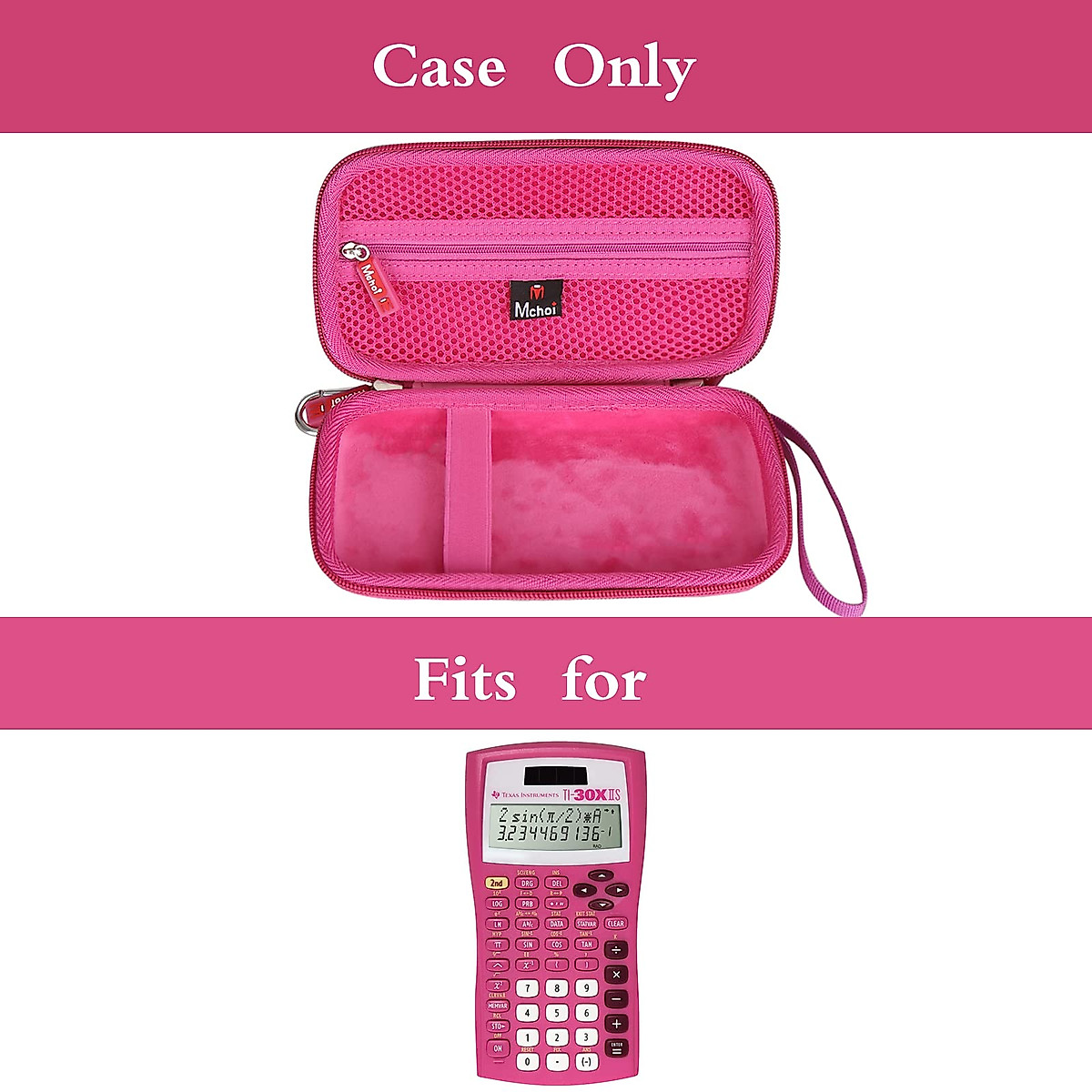 Mchoi Shockproof Carrying Case Suitable for Instruments TI-30XIIS Scientific Calculator, Shockproof Waterproof Pink Protective Case, Case Only