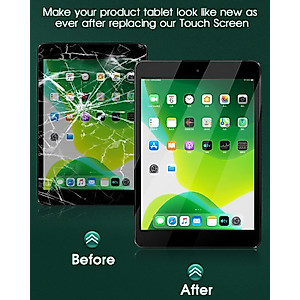 SRJTEK for iPad 2 Touch Screen Replacement A1397 A1395 A1396 Touch Digitizer Glass Parts,with Home Button + Cameral Holder + Pre-Installed Adhesive + Middle Frame Bezel(Black)