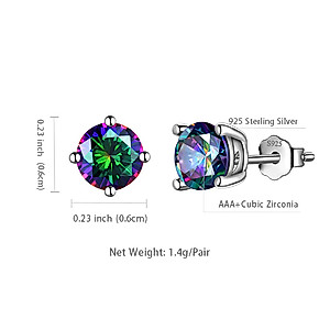 Aurora Tears Mystic-topaz Rainbow Studs Earrings Men 925 Sterling Silver Women Small Stud Crystal Cubic Zirconia Minimalist Stud Earring Dating Jewelry Gift DE0093M