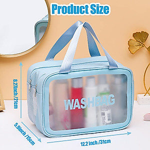 YIMIKE Travel Toiletry Bag, 2 in 1 Large Clear Makeup Bags,Cosmetics Bag,Transparent Skin Care Bag for Toiletries,Waterproof & Draining,PVC Toiletry Organizer Thickened Wash Bag for Women Men