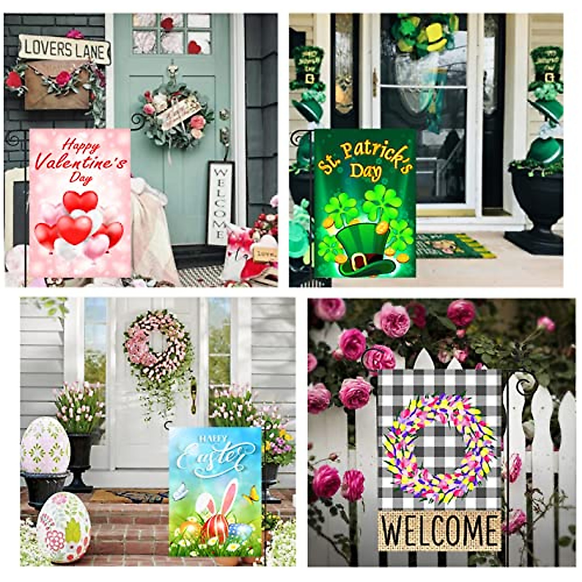 Yileqi Seasonal Garden Flags Set of 12 Double Sided Easter Spring Garden Flag Holidays Yard Flags, with Zipper Storage Bag, Festive Small Garden Flag Outdoor Decoration 12.5x18 Inch