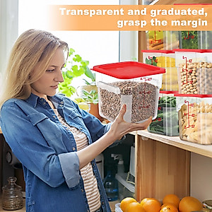 Ziliny 3 Sets 6 Qt Square Food Storage Containers with Lids Commercial Polycarbonate Containers with Scale Clear Airtight Cereal for Pantry Home Restaurant