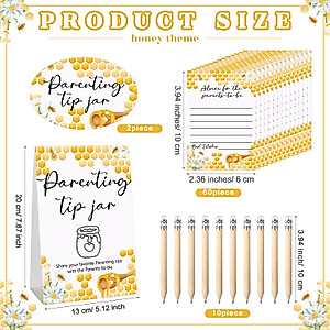 Roowest Baby Shower Games Prizes Advice Baby Shower to Baby Parenting Tip Jar Sign for New Parents 60 Parenting Advice Cards 10 HB Pencils 2 Cute Stickers 1 PET Bottle for New Parents Guests (Honey)