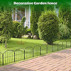 DAMEING Decorative Garden Fence 10 Panels 16.5in (H) x 10.5ft (L) Border Animal Barrier, Rustproof Metal Wire Landscape Wire Edge Flower Bed Fencing for Patio Yard Outdoor Decor, Arch