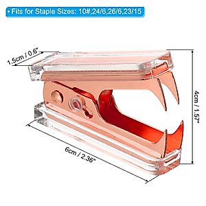 PATIKIL Acrylic Staple Remover, 2 Pack Portable Lockable Jaw Style Staple Puller Removal Tools with Plastic Box for Home Office Desktop, Rose Gold