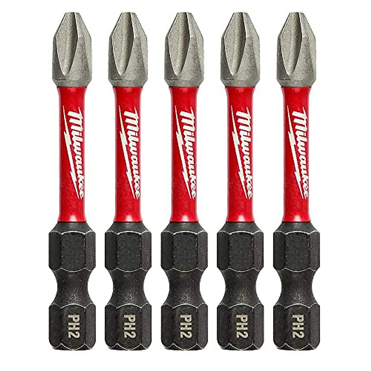 Milwaukee 48-32-4602 Power Bit, 2 Drive, Phillips Drive, 1/4 in Shank, Hex Shank, Steel, Sold as 2 Pack, 10 Count Total