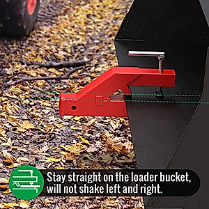 RbhAuto Red Tractor Clamp on Trailer Hitch 2" Ball Mount Receiver, New Upgrade Forklift Bucket Trailer Hitch Attachment, Adapter Compatible with Kubota Deere Bobcat Front Bucket Accessories