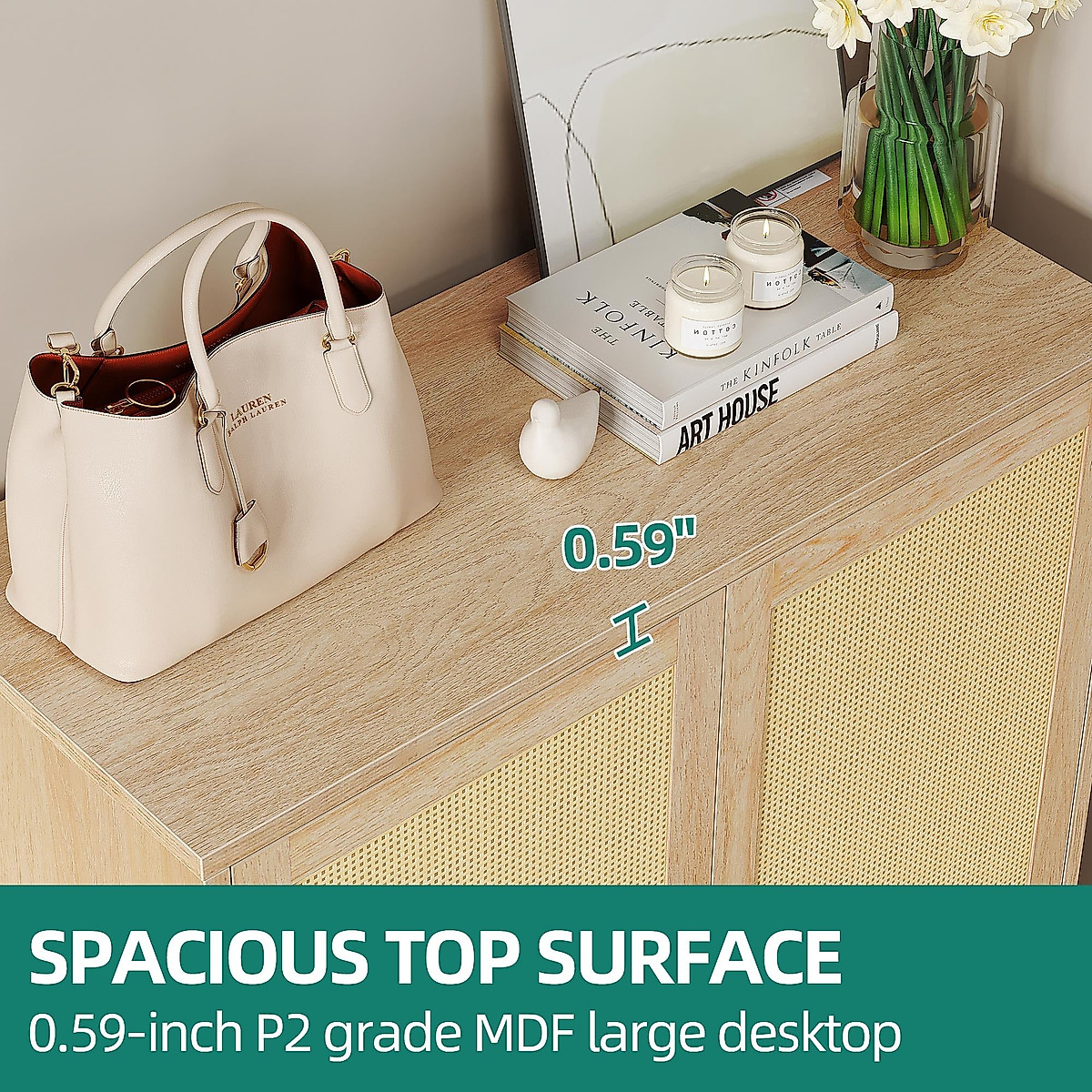 YITAHOME Rattan Shoe Cabinet with Doors, 5-Tier Shoe Storage Cabinet for Entryway, Shoe Rack Organizer Cabinet for Entryway/Hallway/Closet