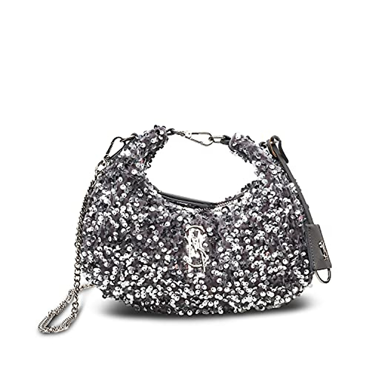 Steve Madden womens Steve Madden BRENDAS Sequin Clutch Crossbody, Silver, One Size US