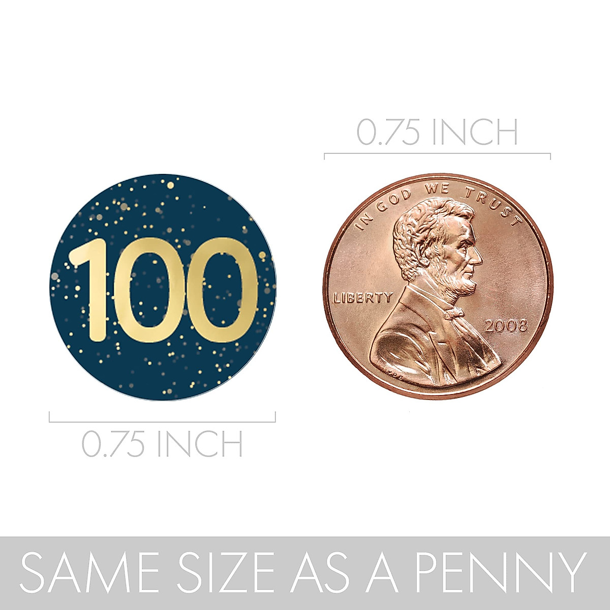 Navy Blue and Gold 100th Birthday Party Favor Chocolate Kisses Candy Stickers - 180 Count, 100th Birthday Decorations