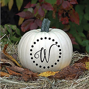 Monogram Halloween Vinyl Decal | Personalized Pumpkin Decor | Customized Letter with Circle of Dots Halloween Home Decor, Thanksgiving, or Fall Harvest Decorations| Decal Only | CustomVinylDecor