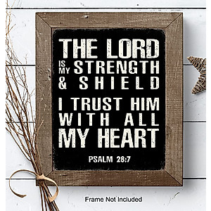 Religious Christian Gifts for Men - Catholic Decor Wall Art - Man Cave, Home Office, Boys Bedroom - Holy Scripture Bible Verses - Inspirational Positive Spiritual Quotes - Motivational God Sayings