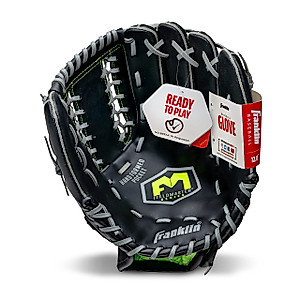 Franklin Sports unisex adult 12" - Trapeze Web Baseball and Softball Fieldmaster Midnight Youth Baseball Gloves I, Black, 12.0 US