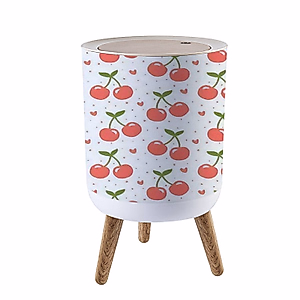 LGCZNWDFHTZ Small Trash Can with Lid for Bathroom Kitchen Office Diaper Cherry Fruit Cute Heart Fruit Cartoon Seamless dot Bedroom Garbage Trash Bin Dog Proof Waste Basket Cute Decorative