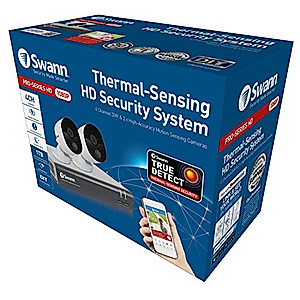 Swann Home Security Camera System, 4 Channel 2 Bullet Cameras, 1080p HD DVR, Indoor/Outdoor Wired Surveillance CCTV, Night Vision, Heat & Motion Sensing, Alexa + Google, 1TB Hard Drive, SWDVK-445802V