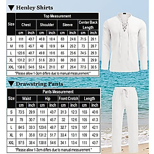COOFANDY Men's 2 Piece Linen Set Long Sleeve Henley Shirts Casual Beach Pants With Pockets Summer Yoga Outfits