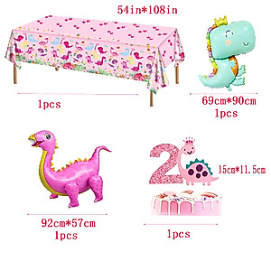 Two Rex Birthday Party Decorations Girl, Pink Dinosaur 2nd Birthday Party Supplies, 2nd Birthday Party Supplies Girl,Pink Dinosaur Birthday Party Supplies
